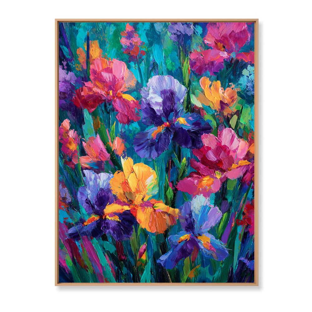 Symphony of Irises Colorful Impressionist Flower Canvas Handcrafted P ...